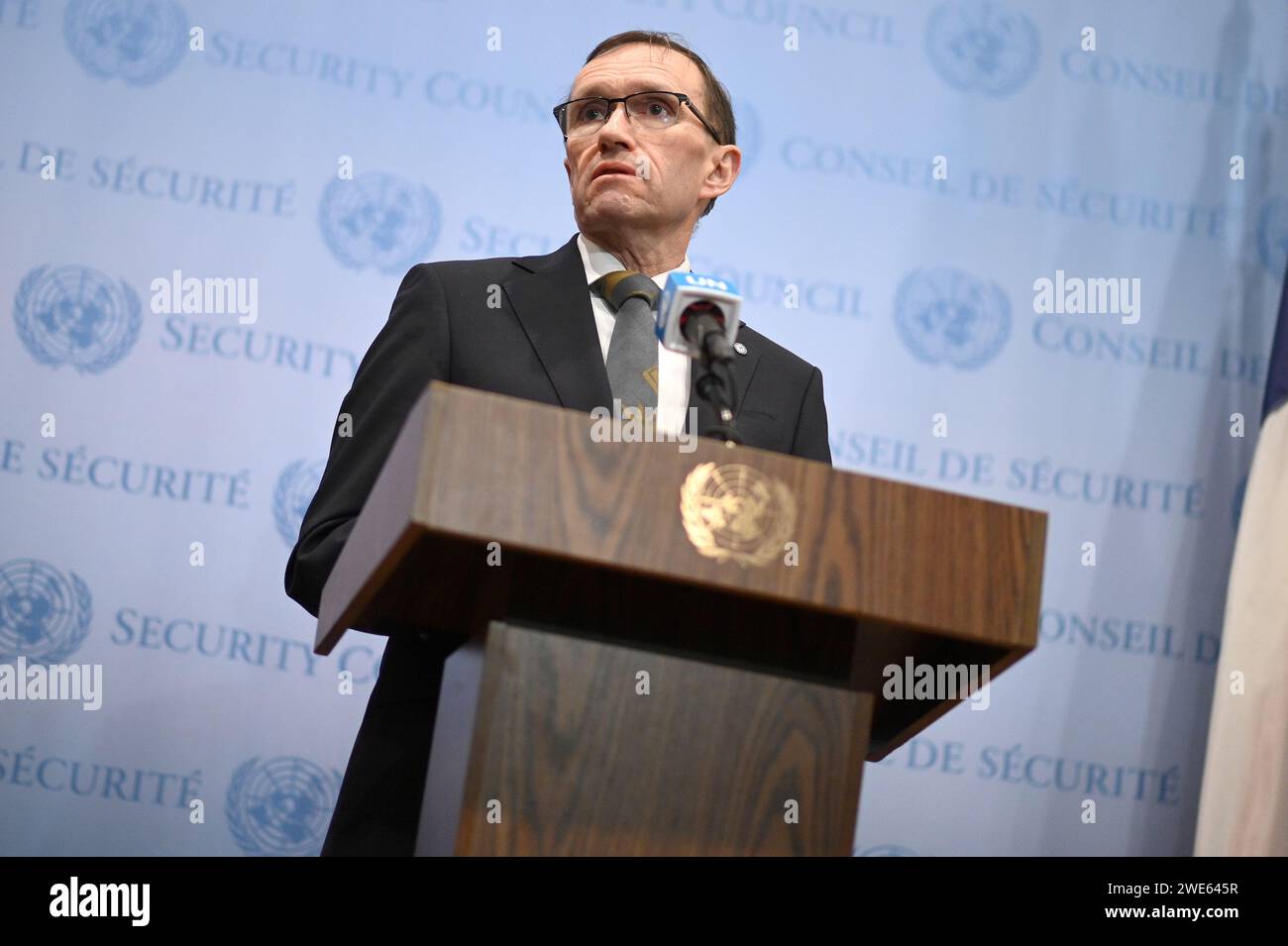 New York, USA. 23rd Jan, 2024. Espen Barth Eide, Minister for Foreign ...