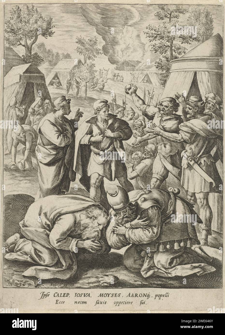 The People of Israel threatens to Stenigen Moses, Aaron, Joshua and ...