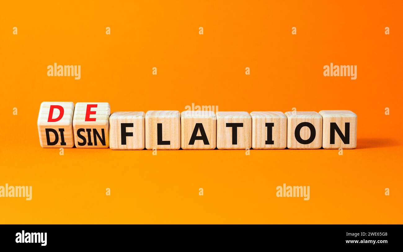 Deflation or disinflation symbol. Concept word Deflation Disinflation ...