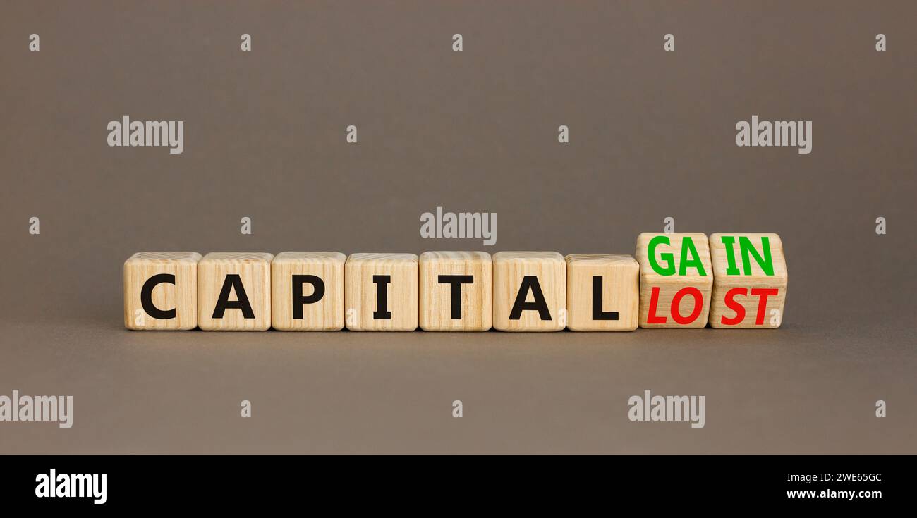 Capital loss or gain symbol. Concept words Capital loss to Capital gain ...