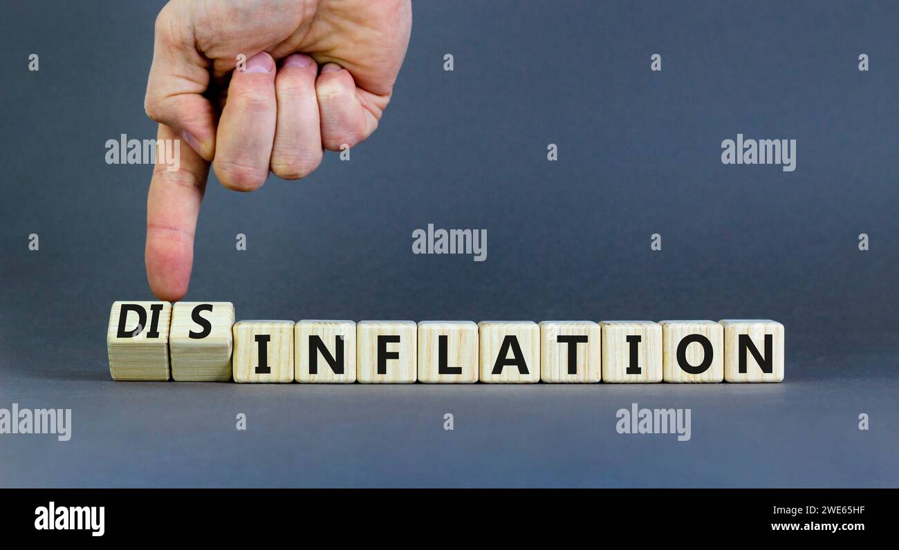 Inflation or disinflation symbol. Concept word Inflation Disinflation ...