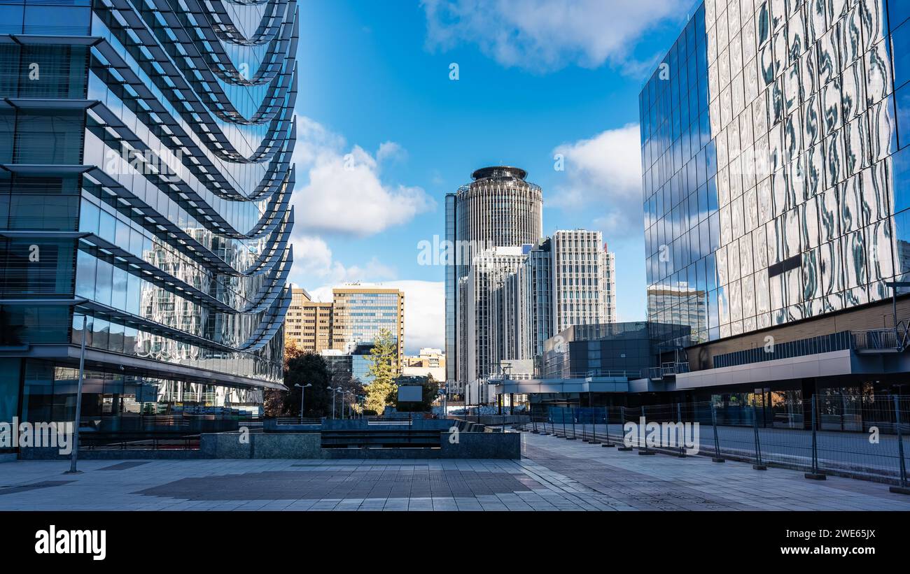 Modern high-rise buildings in the centre of Madrid, headquarters of ...