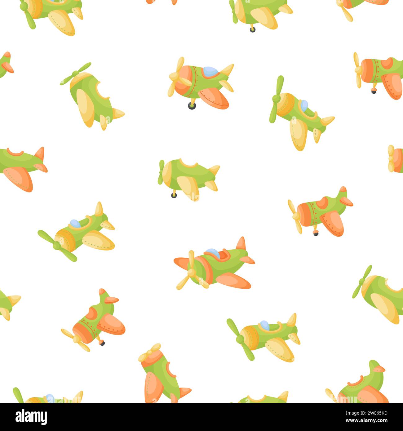 Cute children's seamless pattern with green planes. Creative kids ...