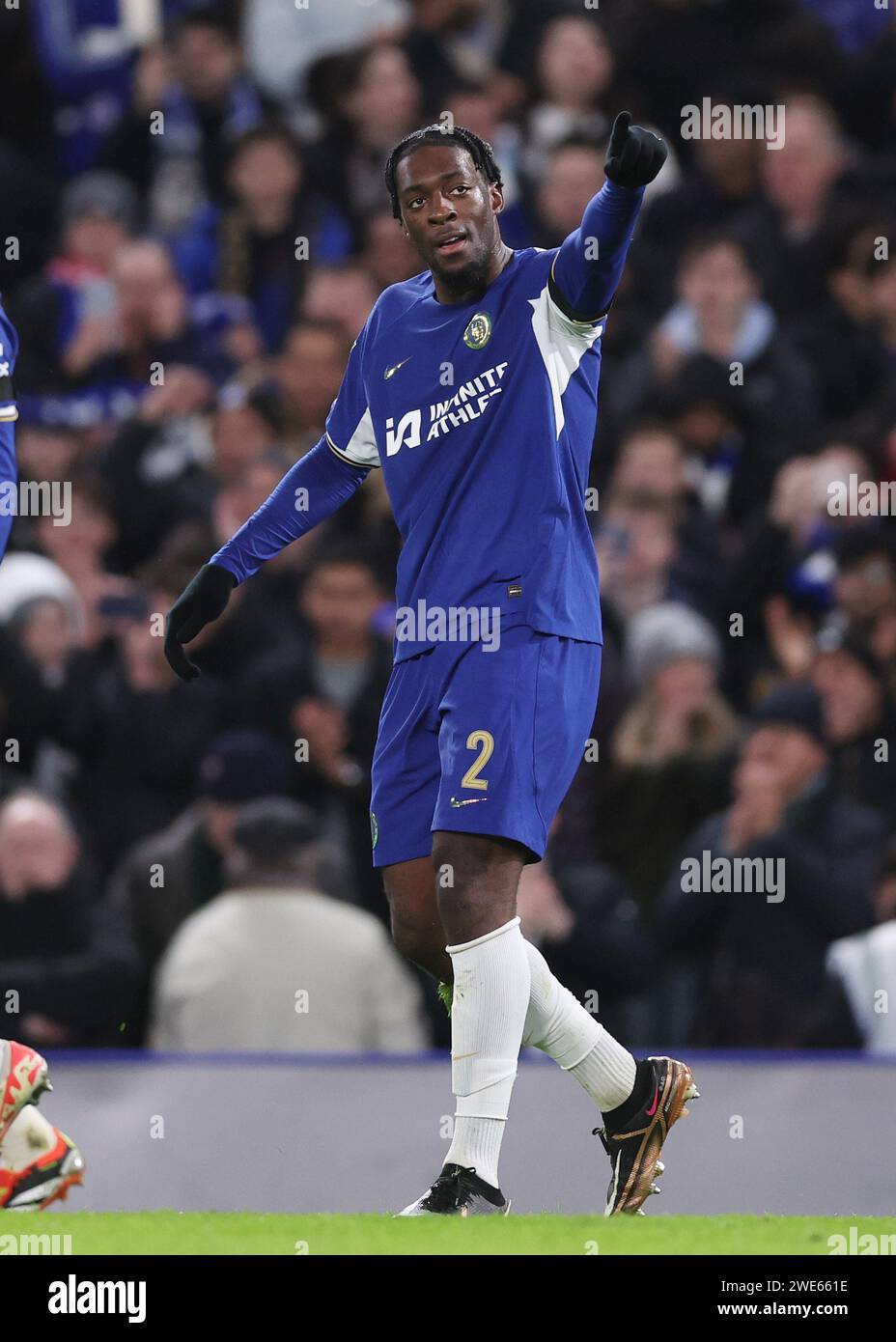 London, UK. 23rd Jan, 2024. Axel Disasi of Chelsea celebrates scoring ...