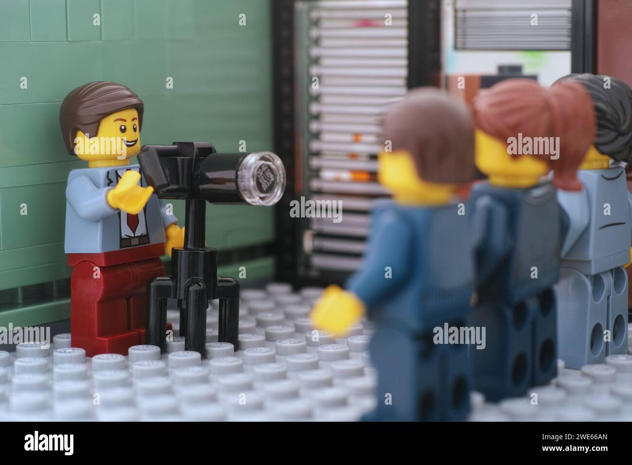 Tambov, Russian Federation - January 22, 2024 A Lego businessman ...