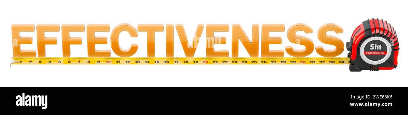 Effectiveness concept with measuring tape, 3D rendering isolated on ...