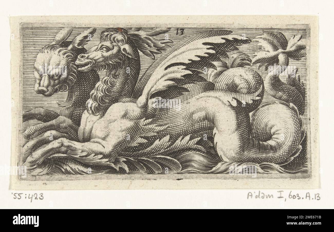 Two sea beings next to each other, 1526 - 1606 print The front sea ...