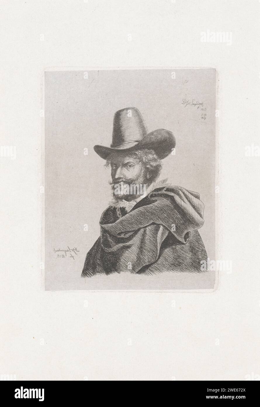 Portrait of Peter Paul Rubens with mantle and high hat, Diederik Jan ...