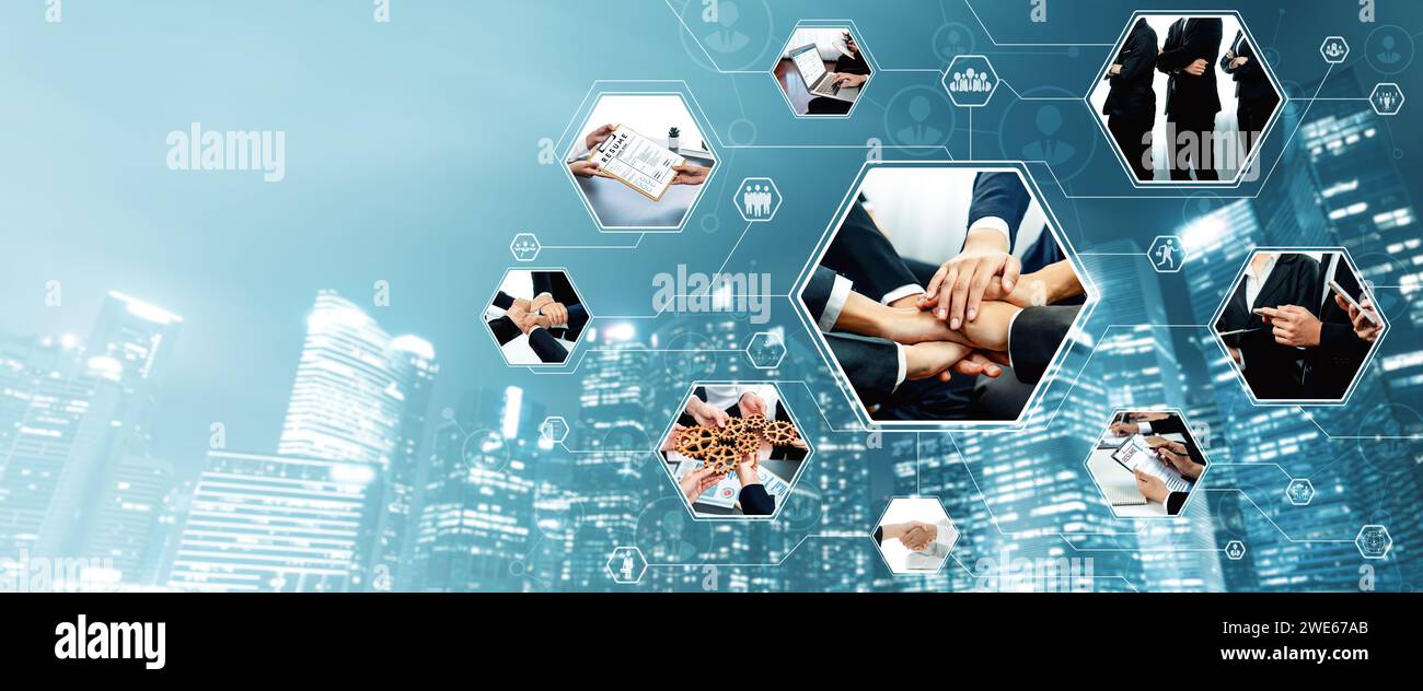 Teamwork and human resources HR management technology concept in ...