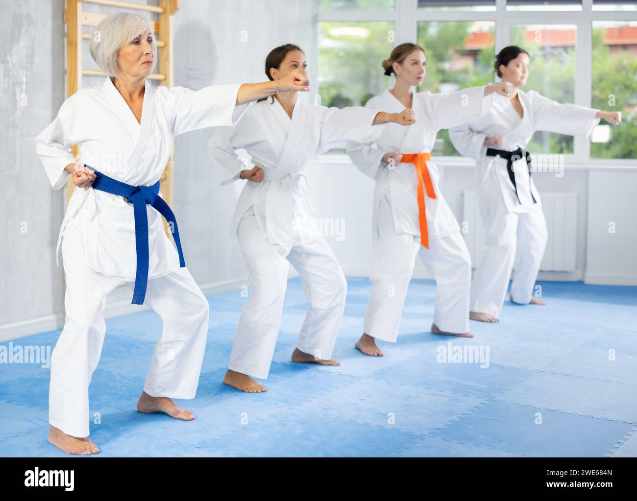 Athletes have starting position and repeating sequence of punches and ...