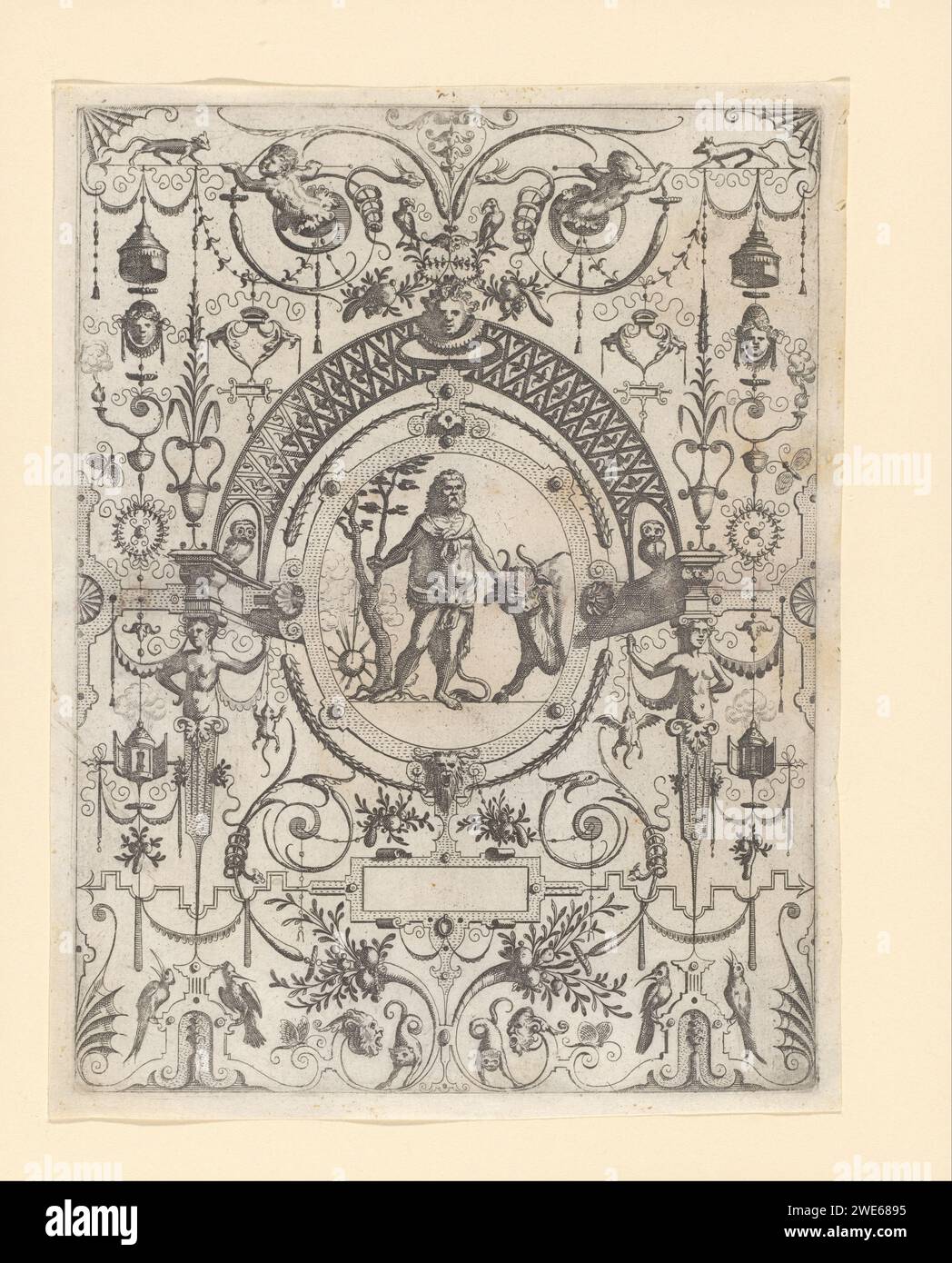 Oval cartouche with Hercules and the Ketenzian Bull, Johannes of Lucas ...