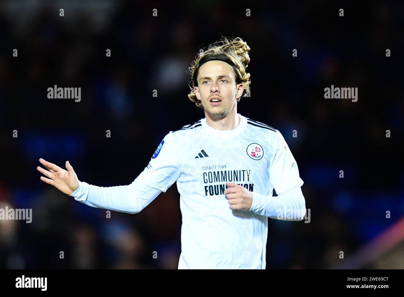 Danilo Orsi (9 Crawley Town) gestures during the EFL Trophy match ...