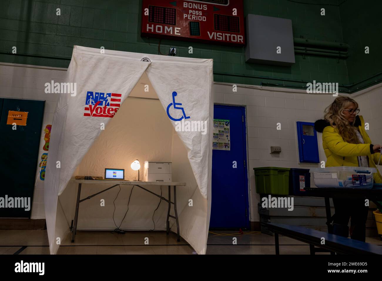 MANCHESTER, NEW HAMPSHIRE - JANUARY 23: A wheelchair accessible voting ...
