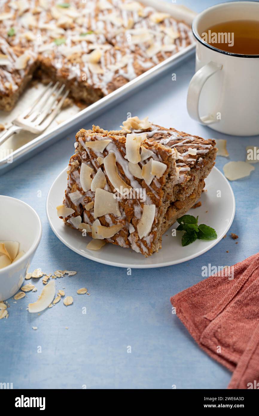 Oatmeal bars with coconut flakes Stock Photo - Alamy
