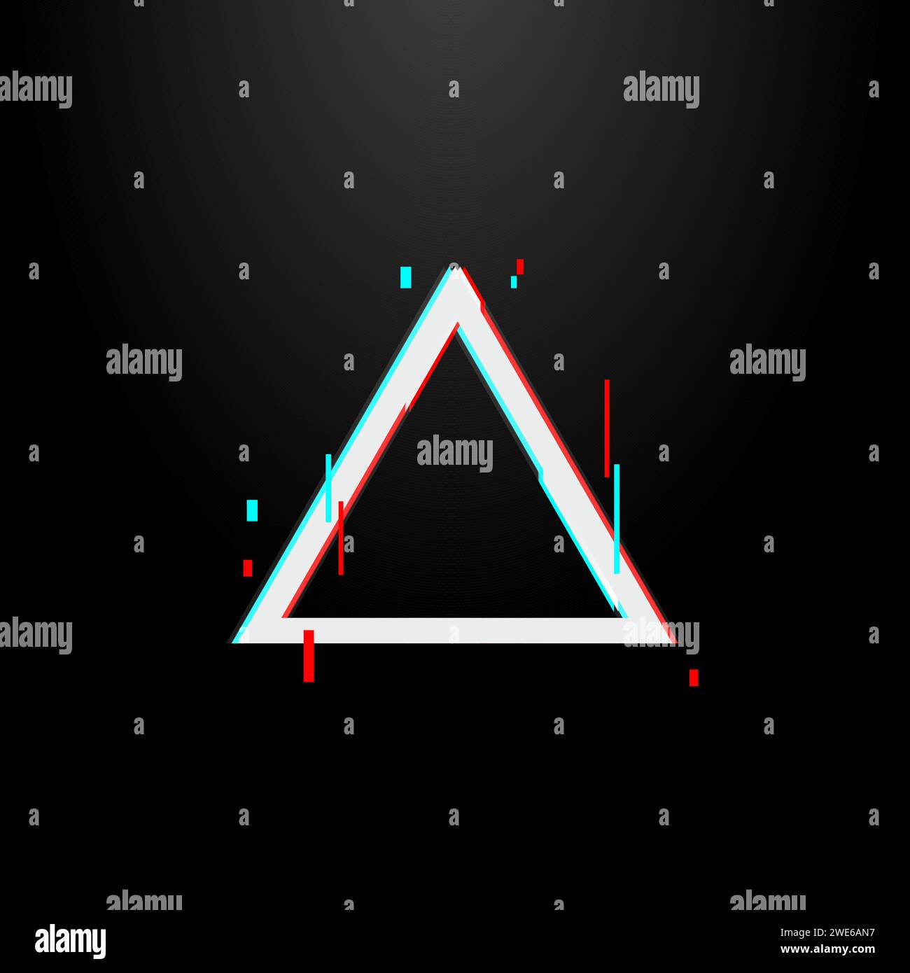 Glitched triangle frame. Glitch effect, distorted triangular shape ...