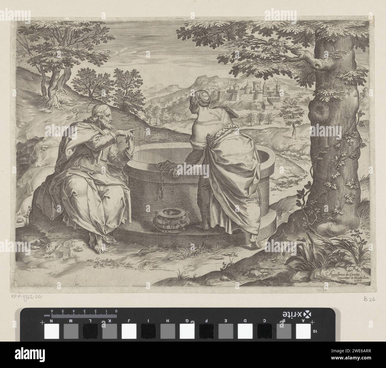 Christ and the Samaritan woman, Agostino Carracci, 1580 print Christ ...