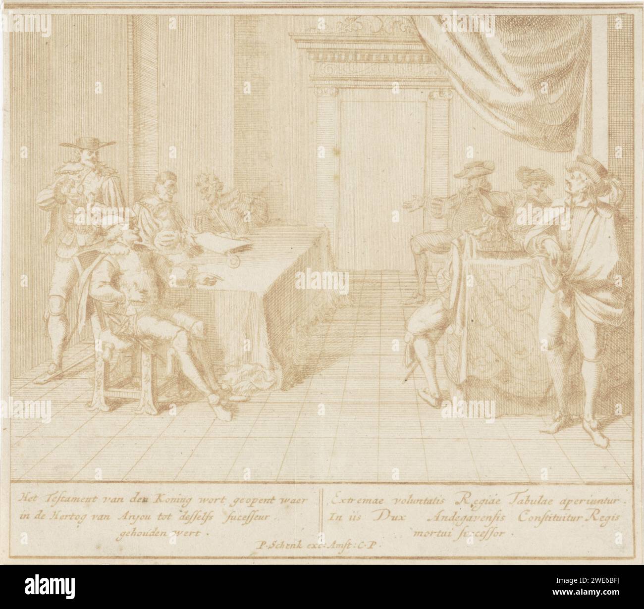 Reading the will of King Charles II of Spain, Pieter Schenk (I), 1706 ...