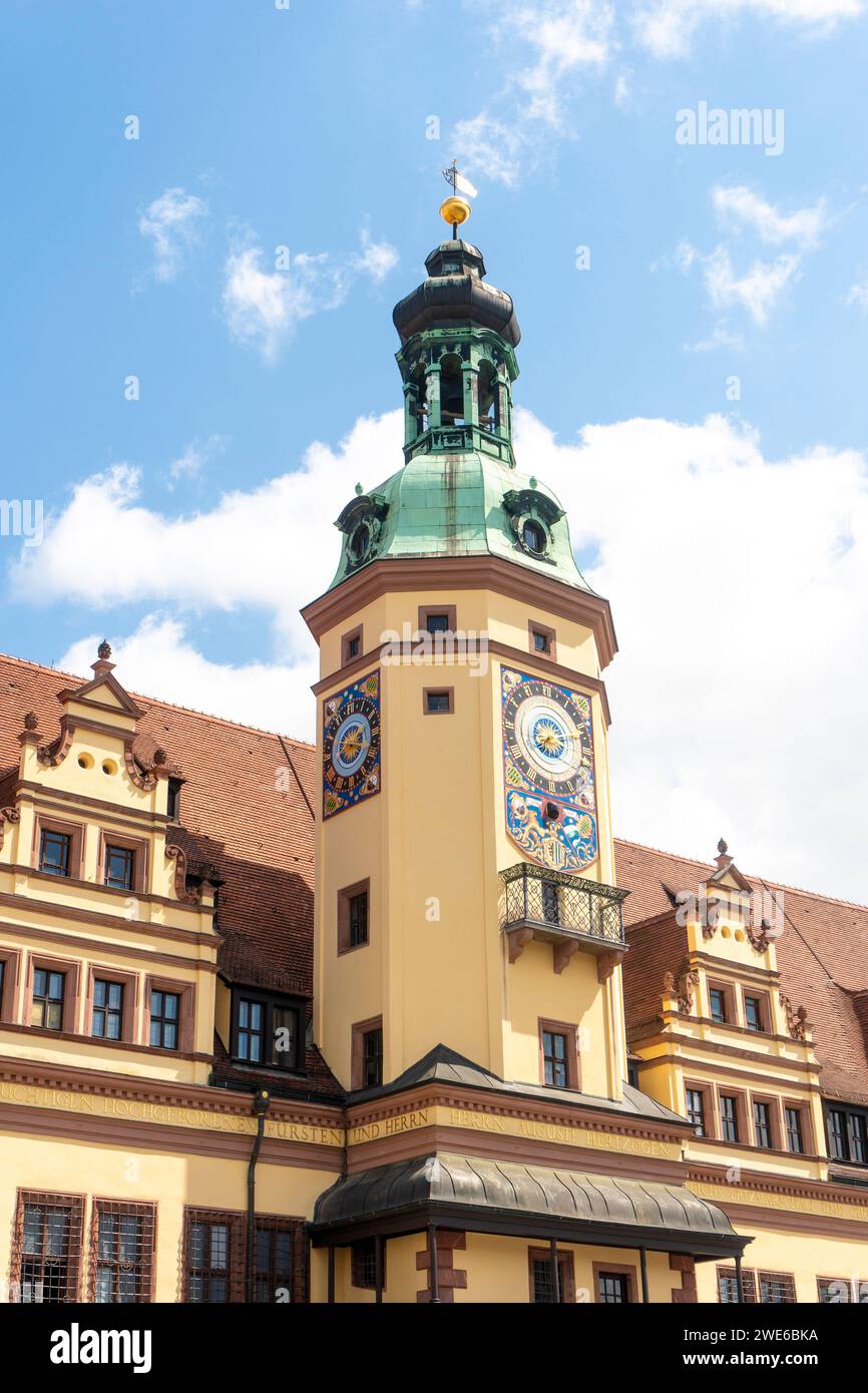 Germany, Saxony, Leipzig, Clock tower of Old Town Hall Stock Photo - Alamy