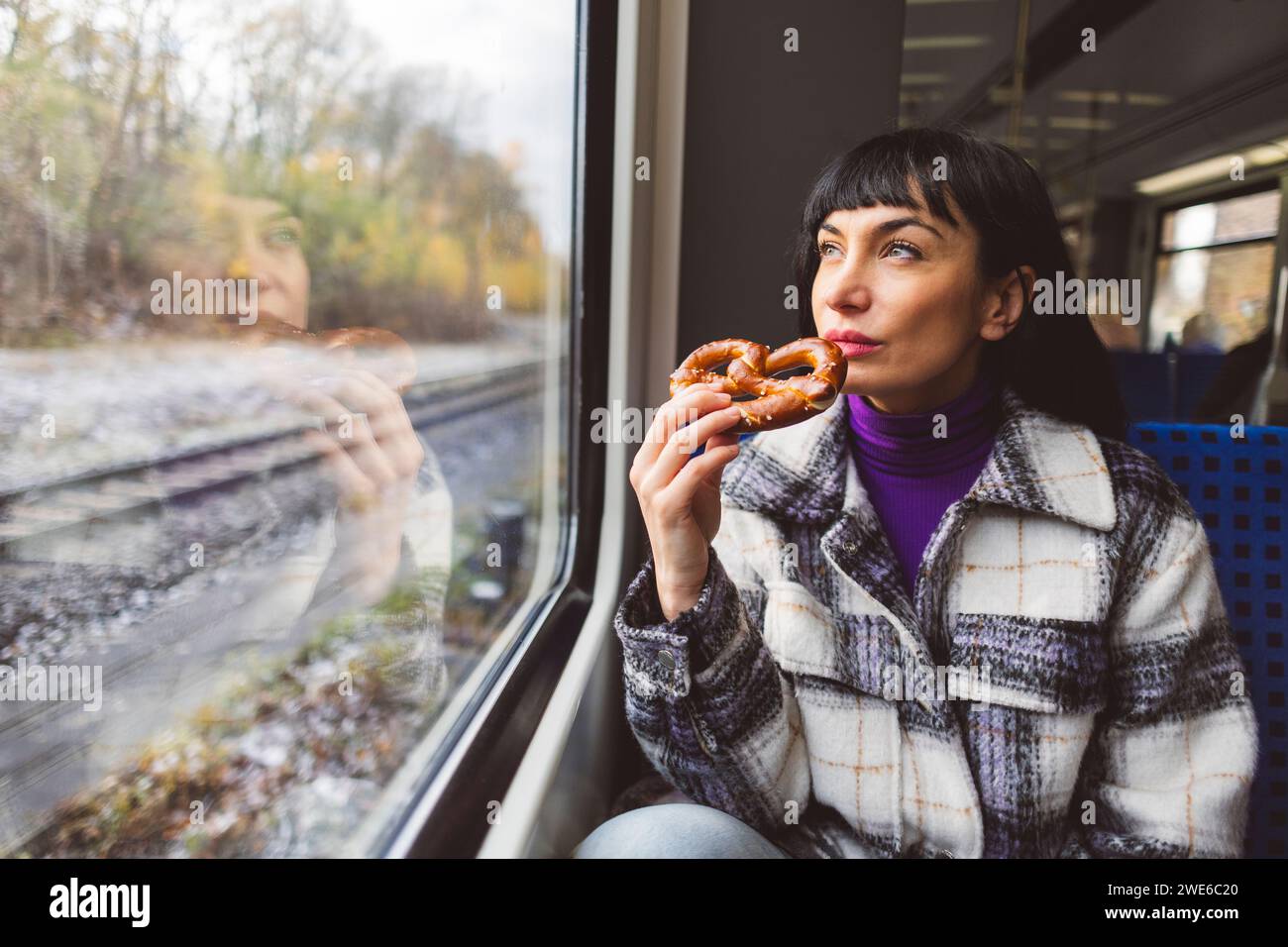 Train window reflection woman hi-res stock photography and images - Alamy