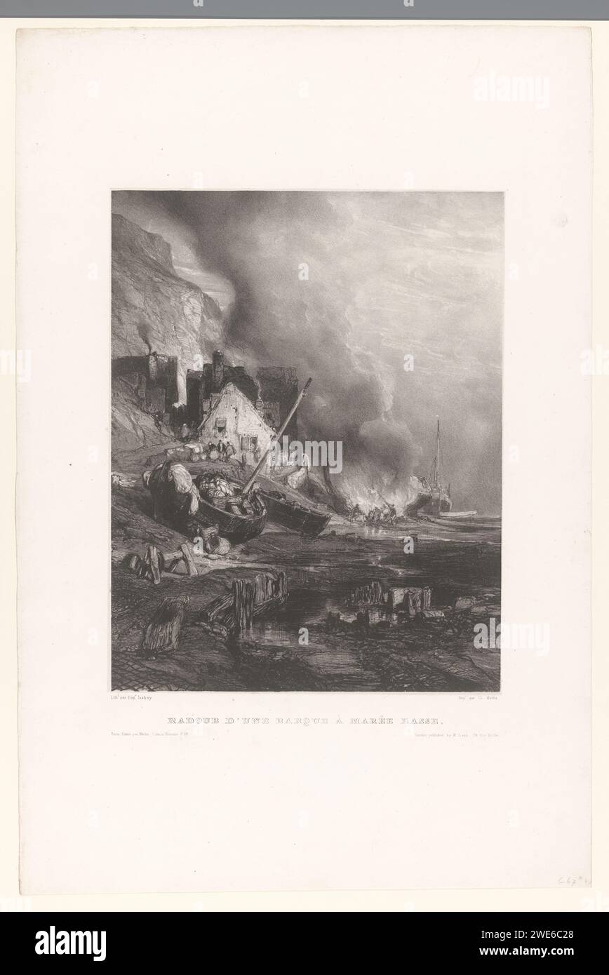 Repair of a boat on the beach, Eugène Isabey, 1833 print printer ...