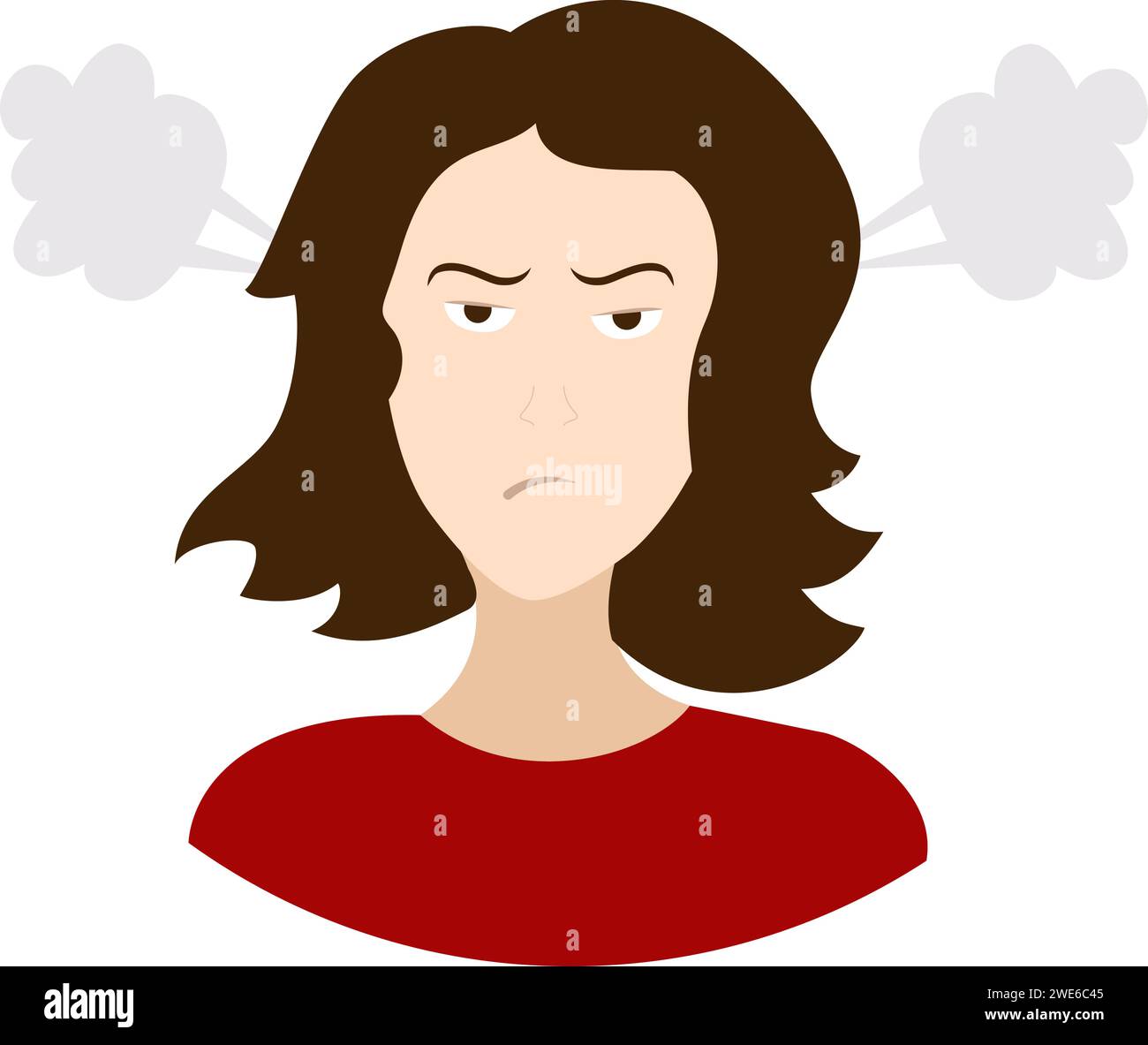 Angry woman face. Negative emotion sticker. Emoji sign for social media ...