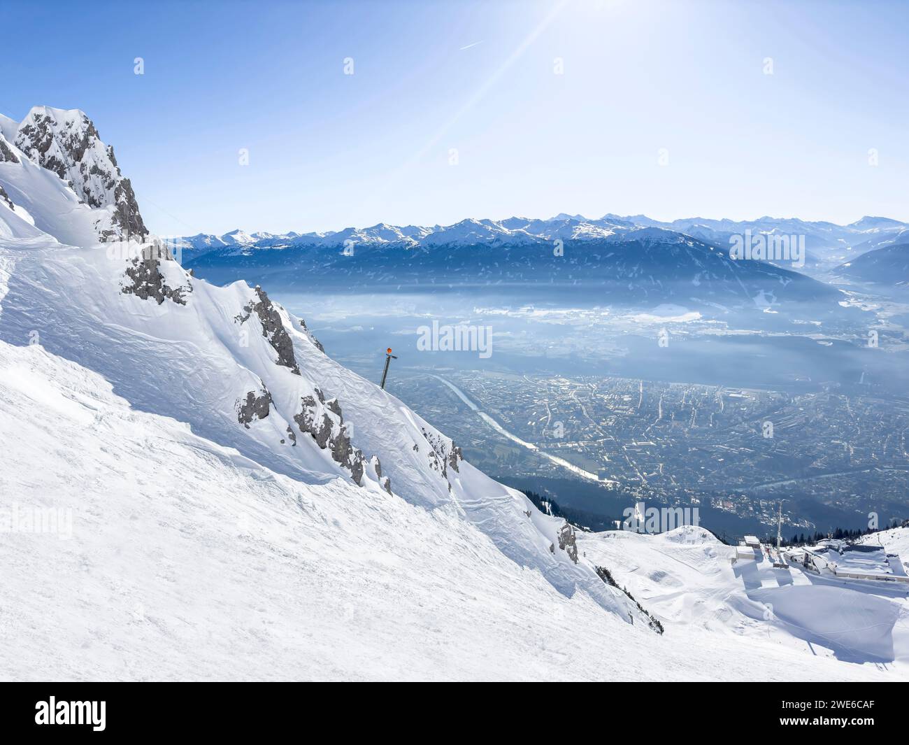 Austria, Tyrol, View from snowcapped peak of Hafelekarspitze Stock ...