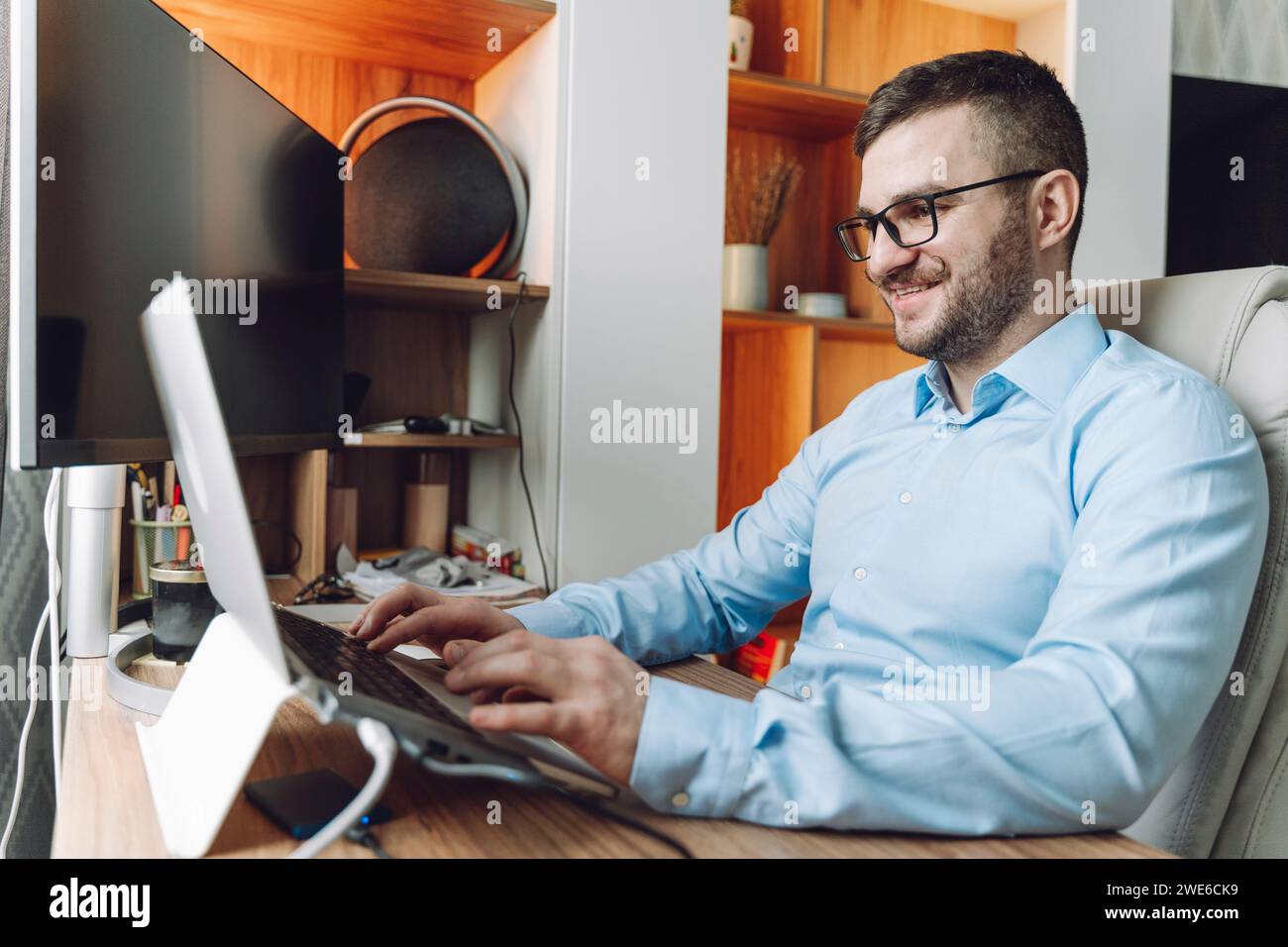 Happy typing hi-res stock photography and images - Alamy
