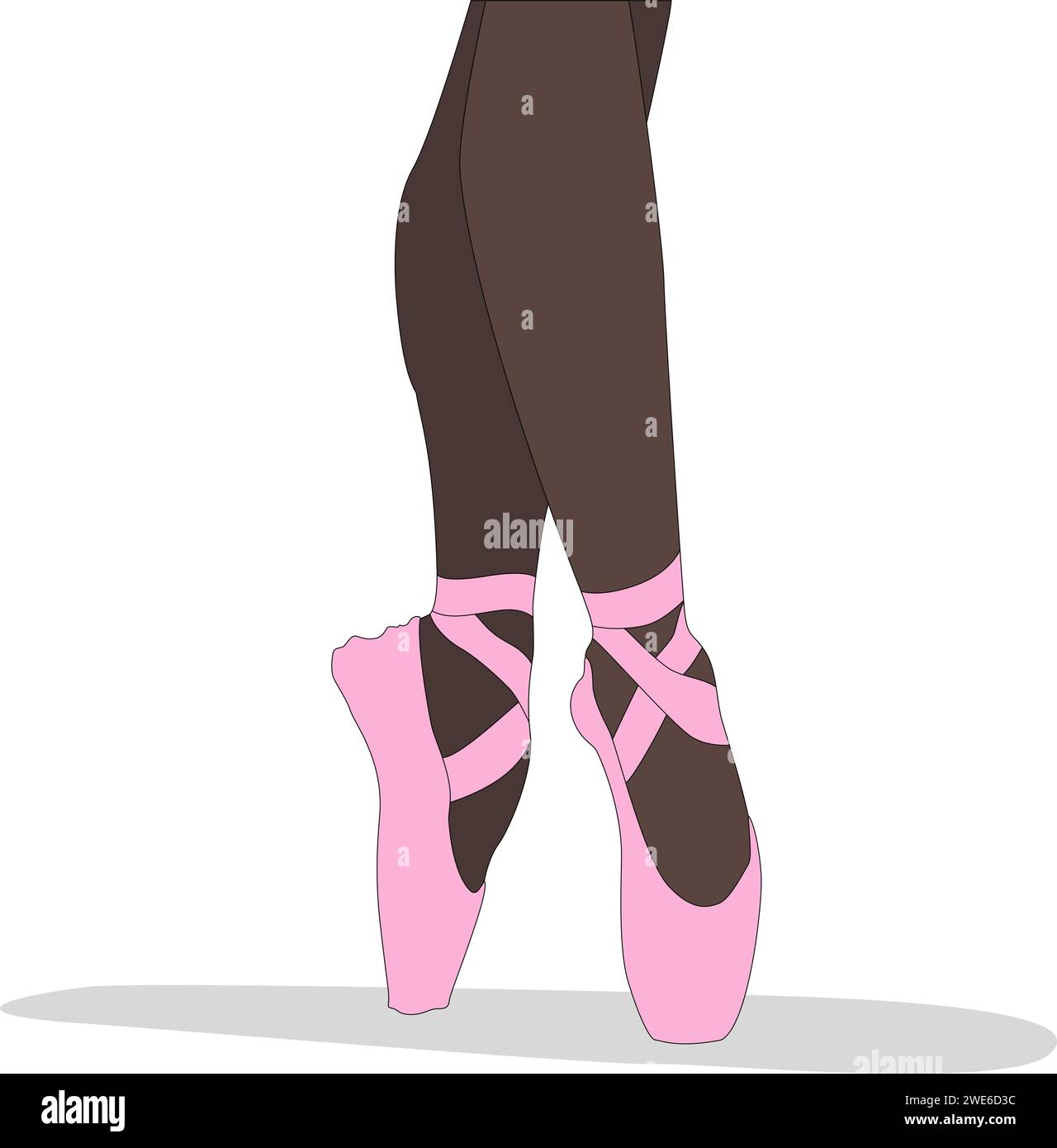 Beautiful feet of ballerina. Dark skin ledy is dancing. Vector ...