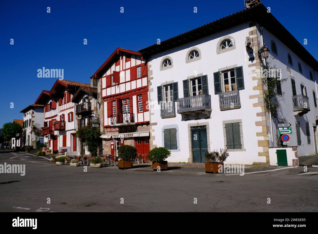 Street of Ainhoa, Basque region, France Stock Photo - Alamy