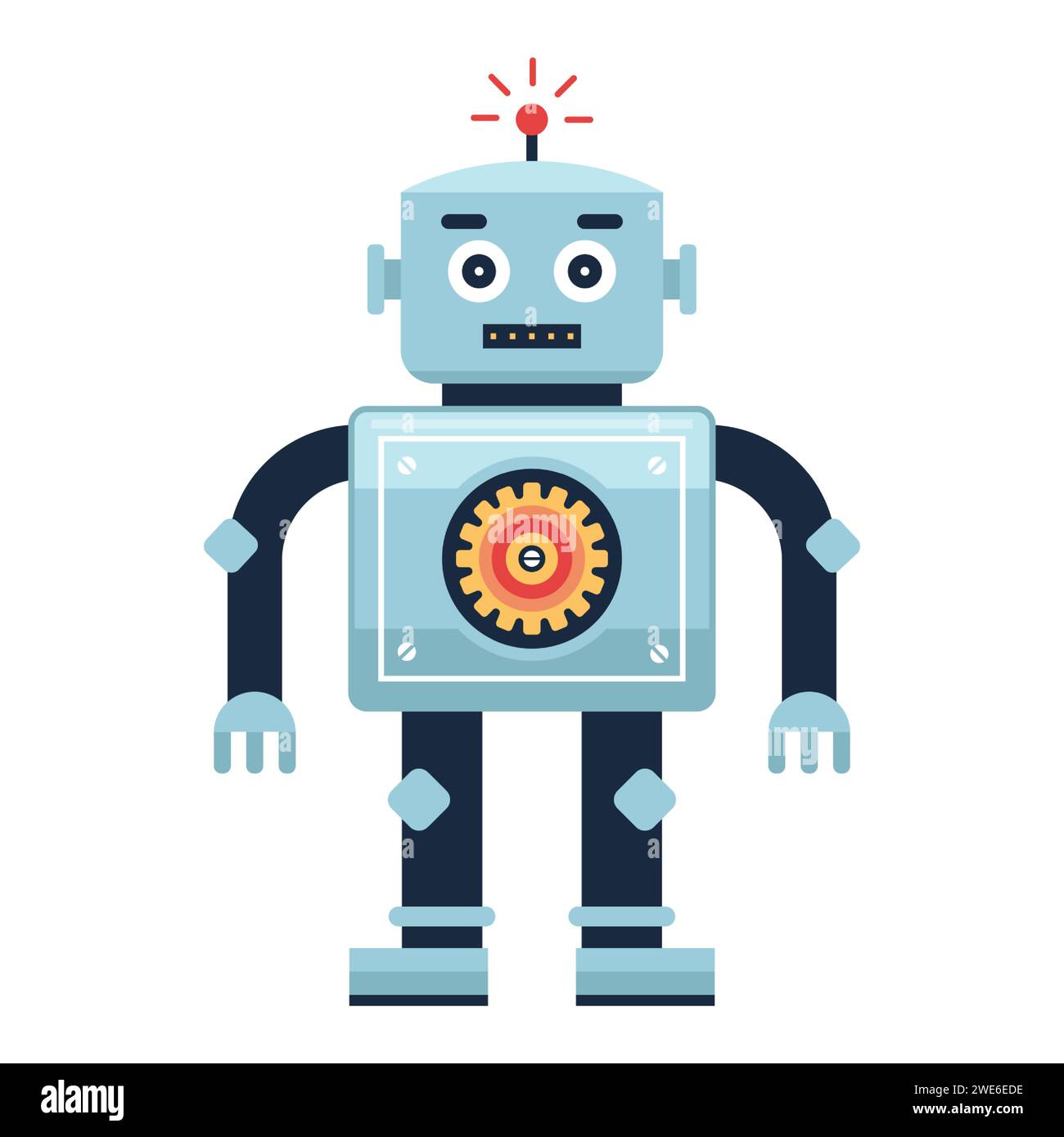 cute wind-up robot toy. flat vector illustration Stock Vector Image ...