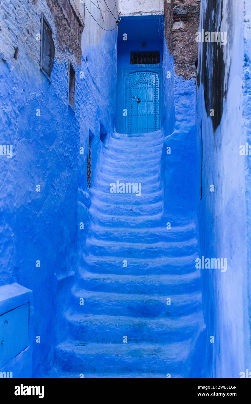 Blue staircases at Chefchaouen in Morocco, Africa Stock Photo - Alamy