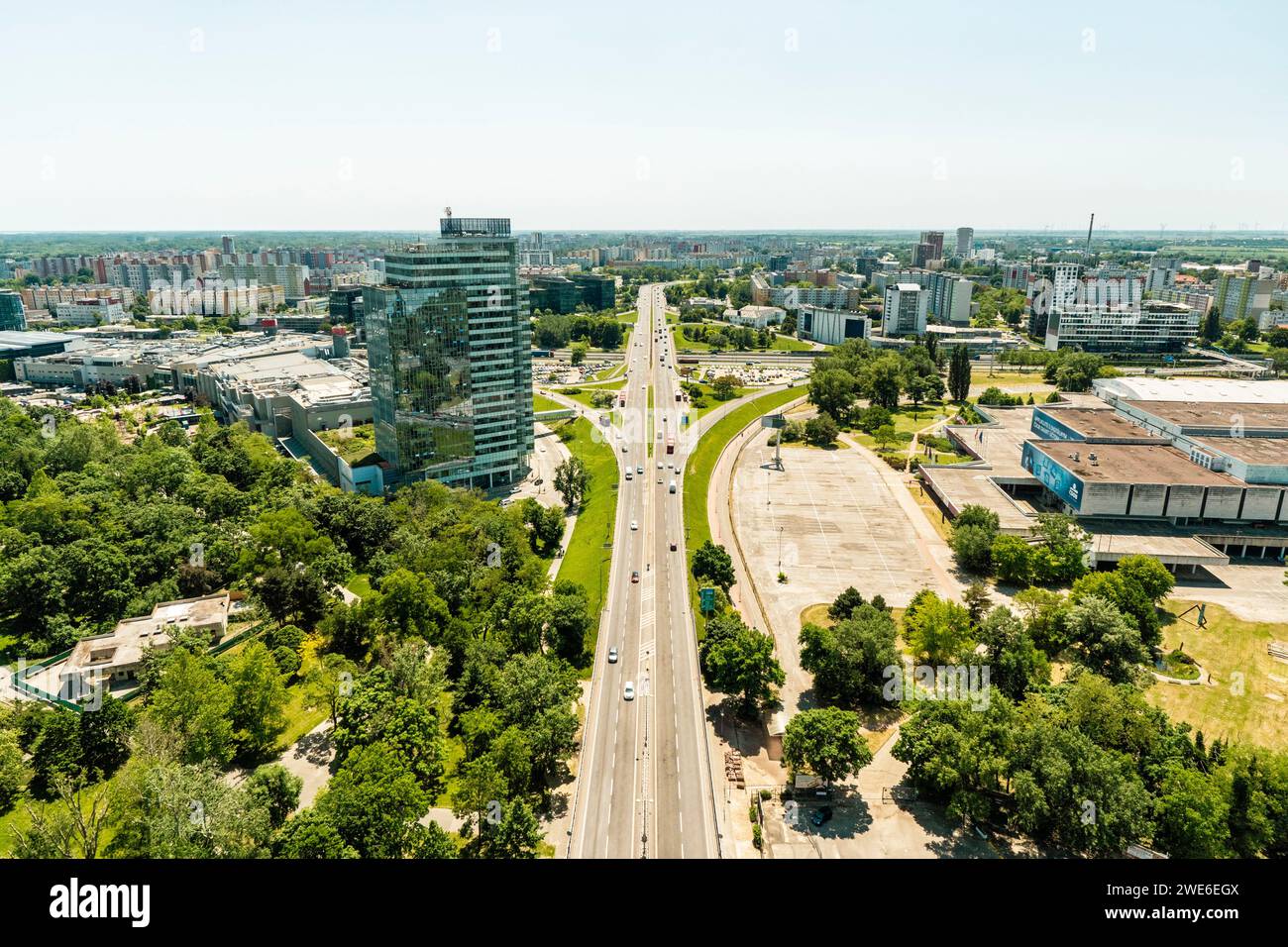 Slovakia, Bratislava Region, Bratislava, Aerial view of straight ...