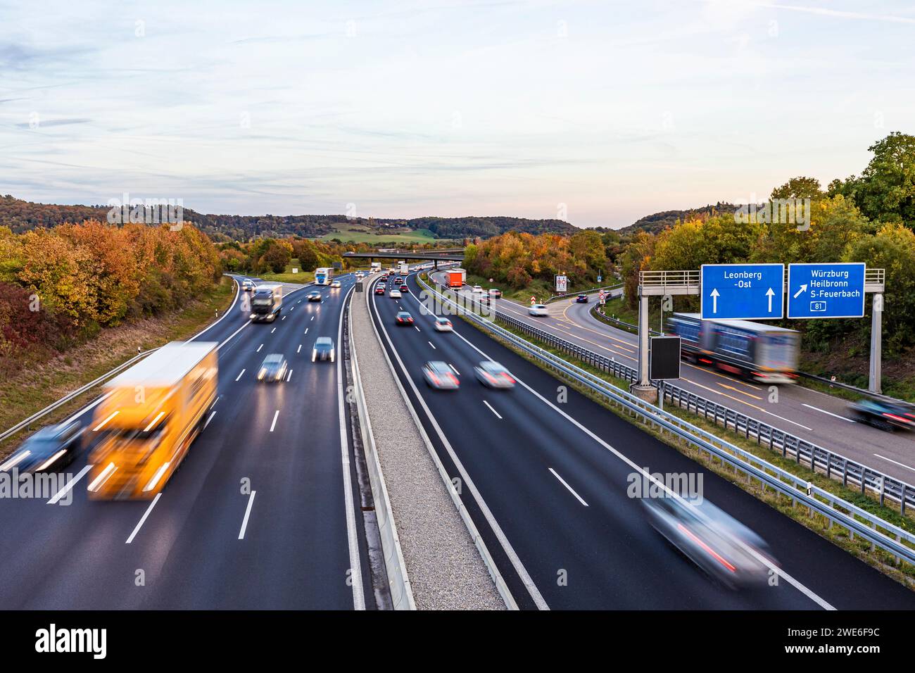 Germany, Baden-Wurttemberg, Leonberg, Traffic along Bundesautobahn 8 Stock Photo - Alamy