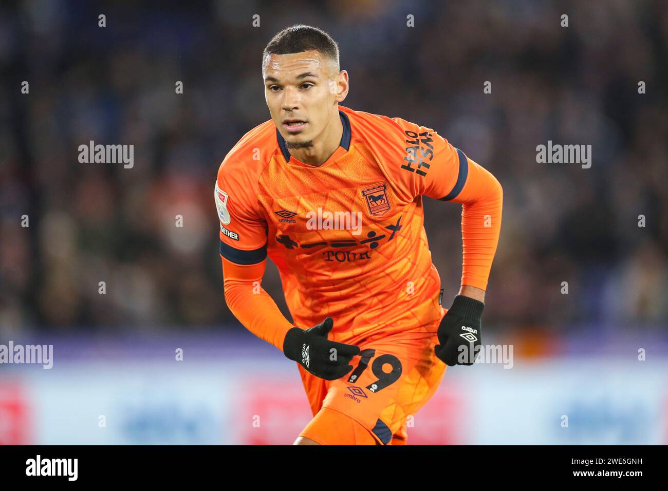 Leicester, UK. 22nd Jan, 2024. Ipswich Town forward Kayden Jackson (19 ...