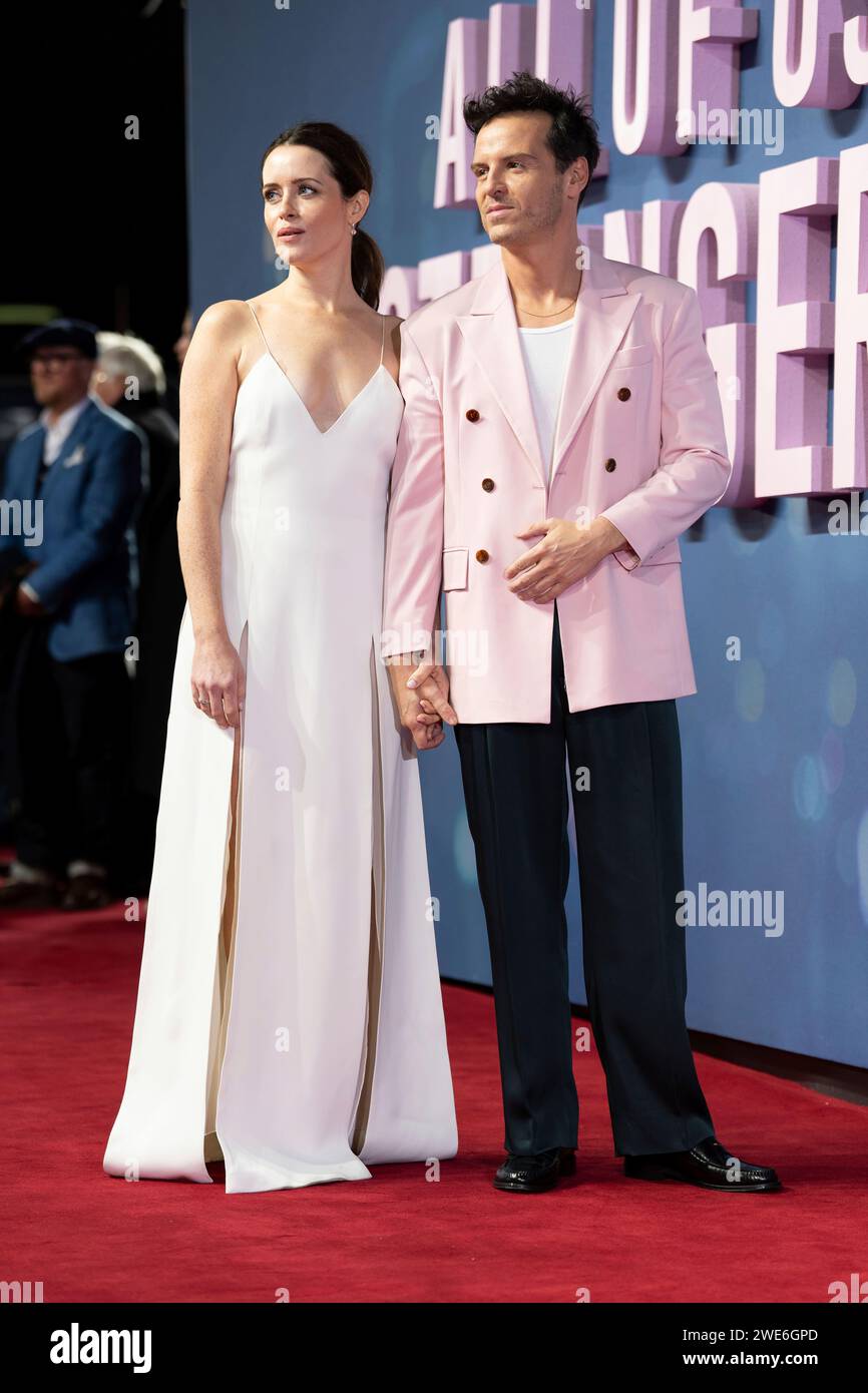 Claire Foy, left, and Andrew Scott pose for photographers upon arrival ...