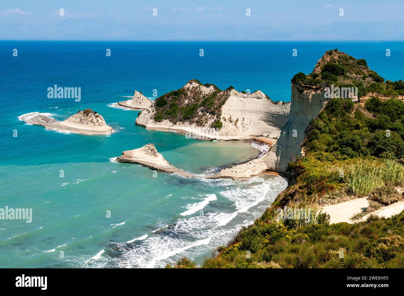 Greece, Ionian Islands, View of Cape Drastis in summer Stock Photo - Alamy