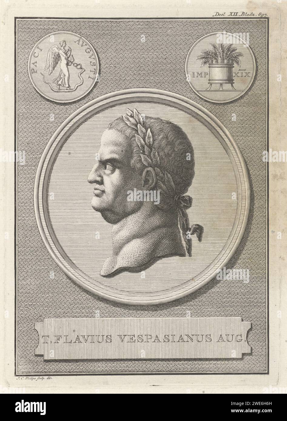 Portrait of Emperor Vespasianus, Jan Caspar Philips, 1746 print Medal ...
