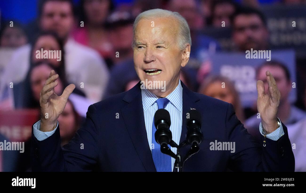 President Joe Biden speaks during an event on the campus of George ...