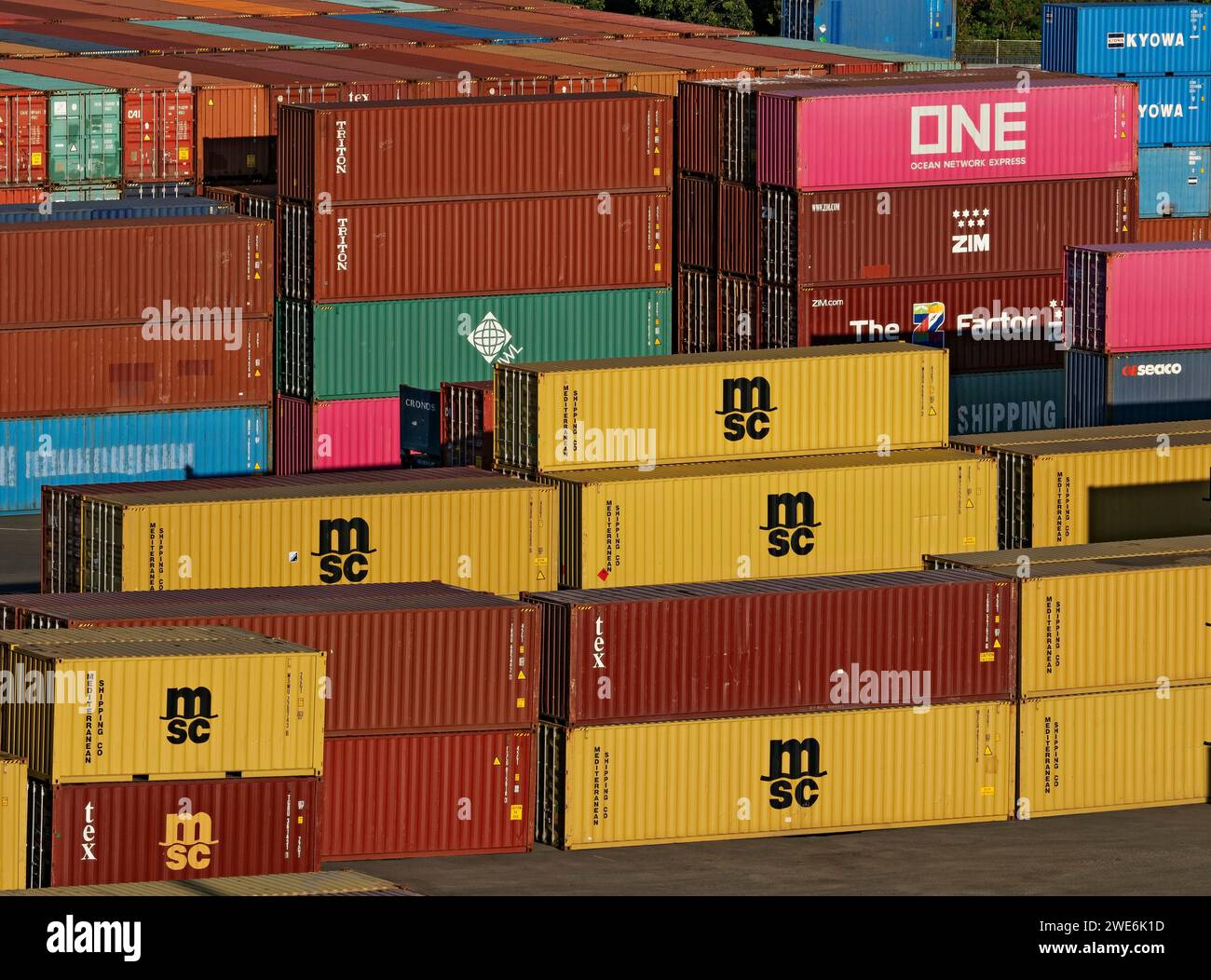 Shipping Industry / Shipping containers stacked in the Port of Noumea ...