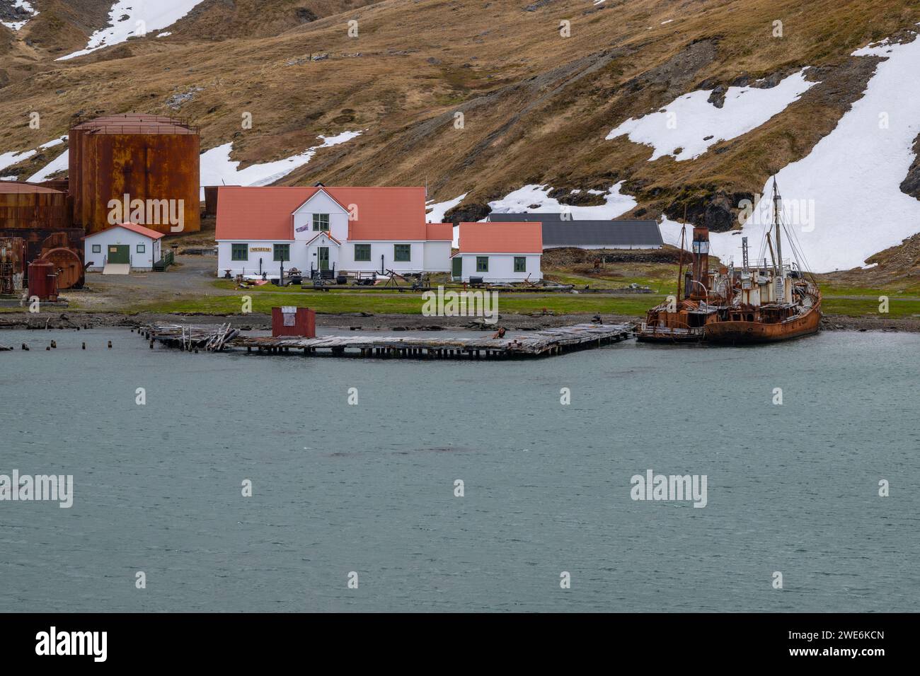 ruins of whaling station Grytviken, SGI, museum, boat, buildings, old ... ruins of whaling station Grytviken, SGI, museum, boat, buildings, old ...