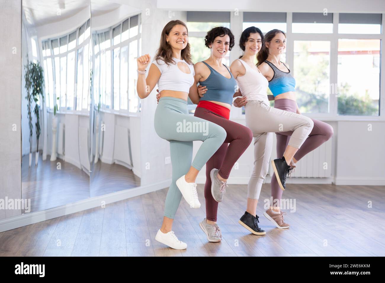 Group of women dancing folk dance in studio Stock Photo - Alamy