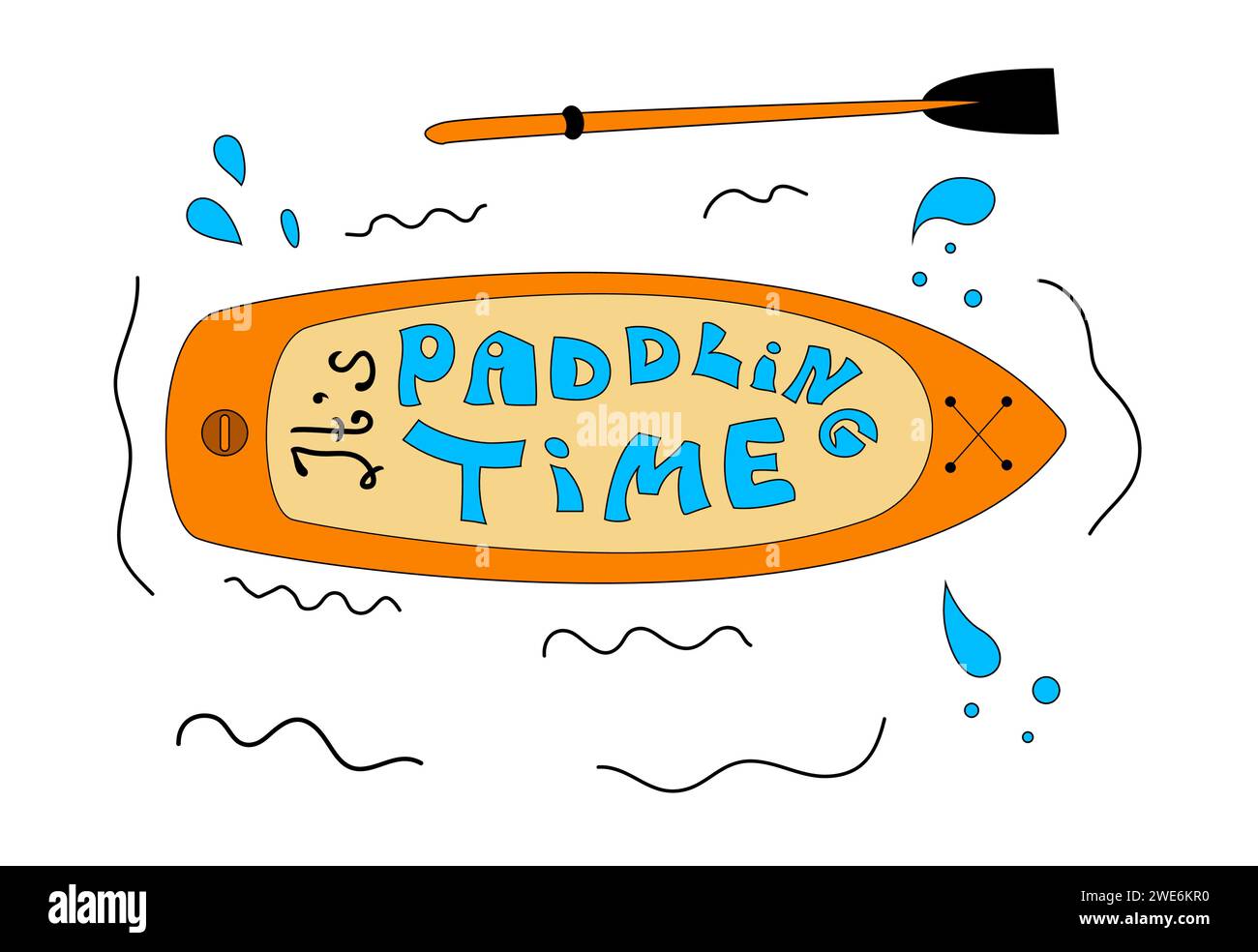 Paddle board isolated illustration. Doodle style. Cartoon drawing for ...