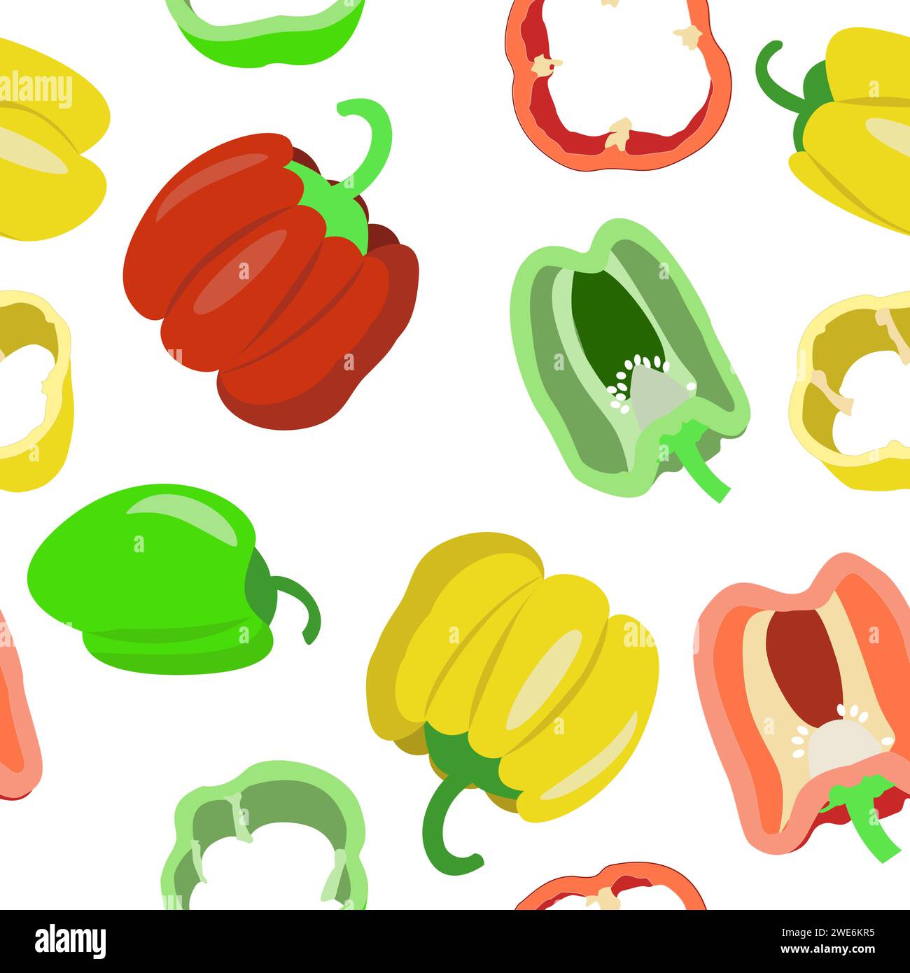 Seamless pattern of sweet peppers and their slices Stock Vector Image & Art - Alamy