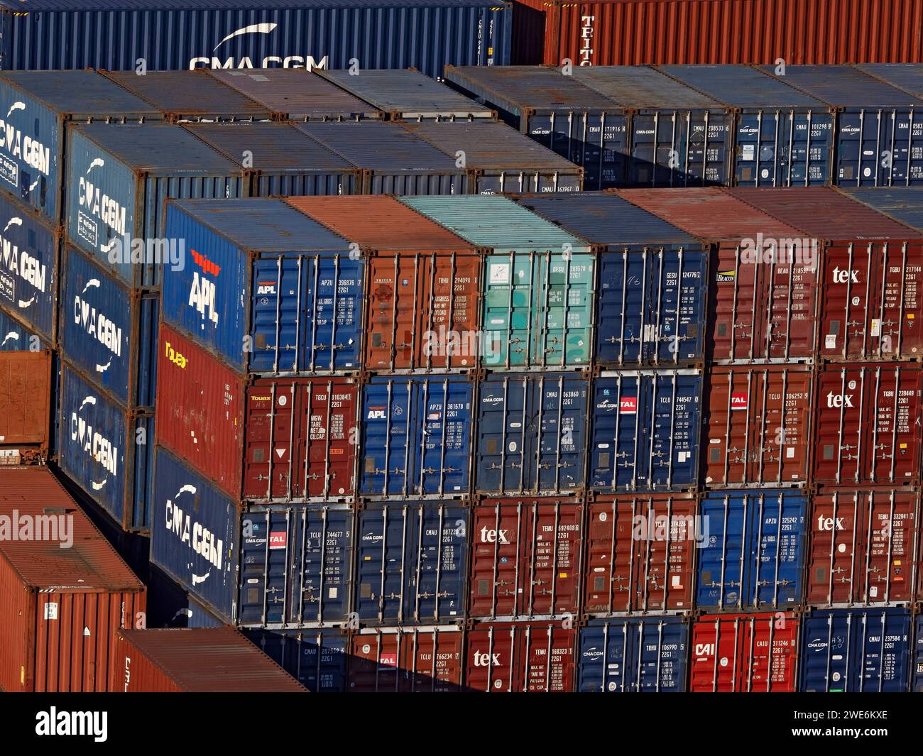 Shipping Industry / Shipping containers stacked in the Port of Noumea ...
