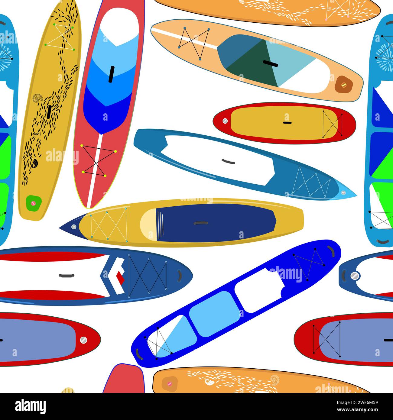 Multiple colours and shapes sup boards seamless pattern. Paddle board Stock Vector Image & Art ...
