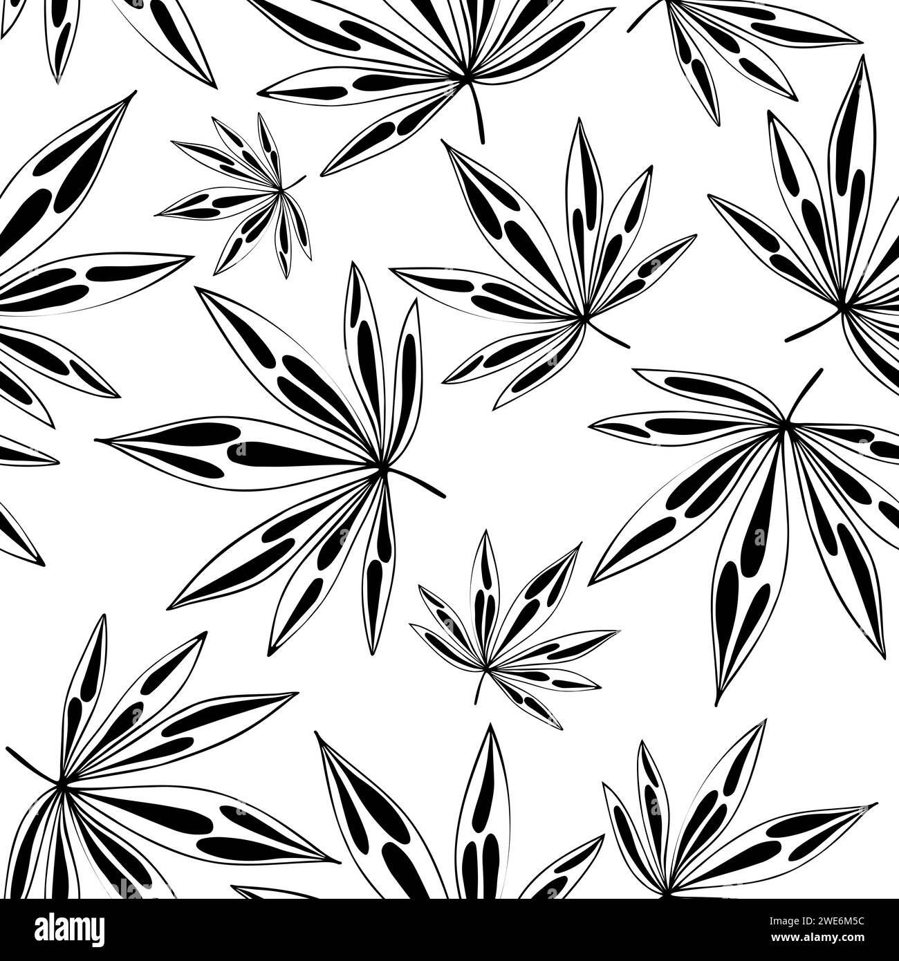 Leaves monochrome elegant seamless pattern of Cannabis Stock Vector Image & Art - Alamy