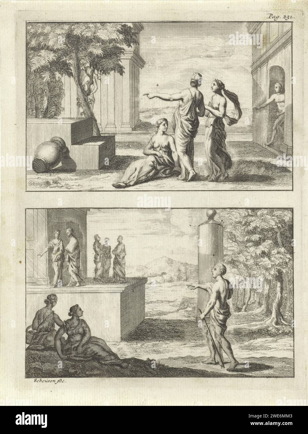 Illustrations with figure compositions, Gilbert Schoute, 1706 - 1722 ...
