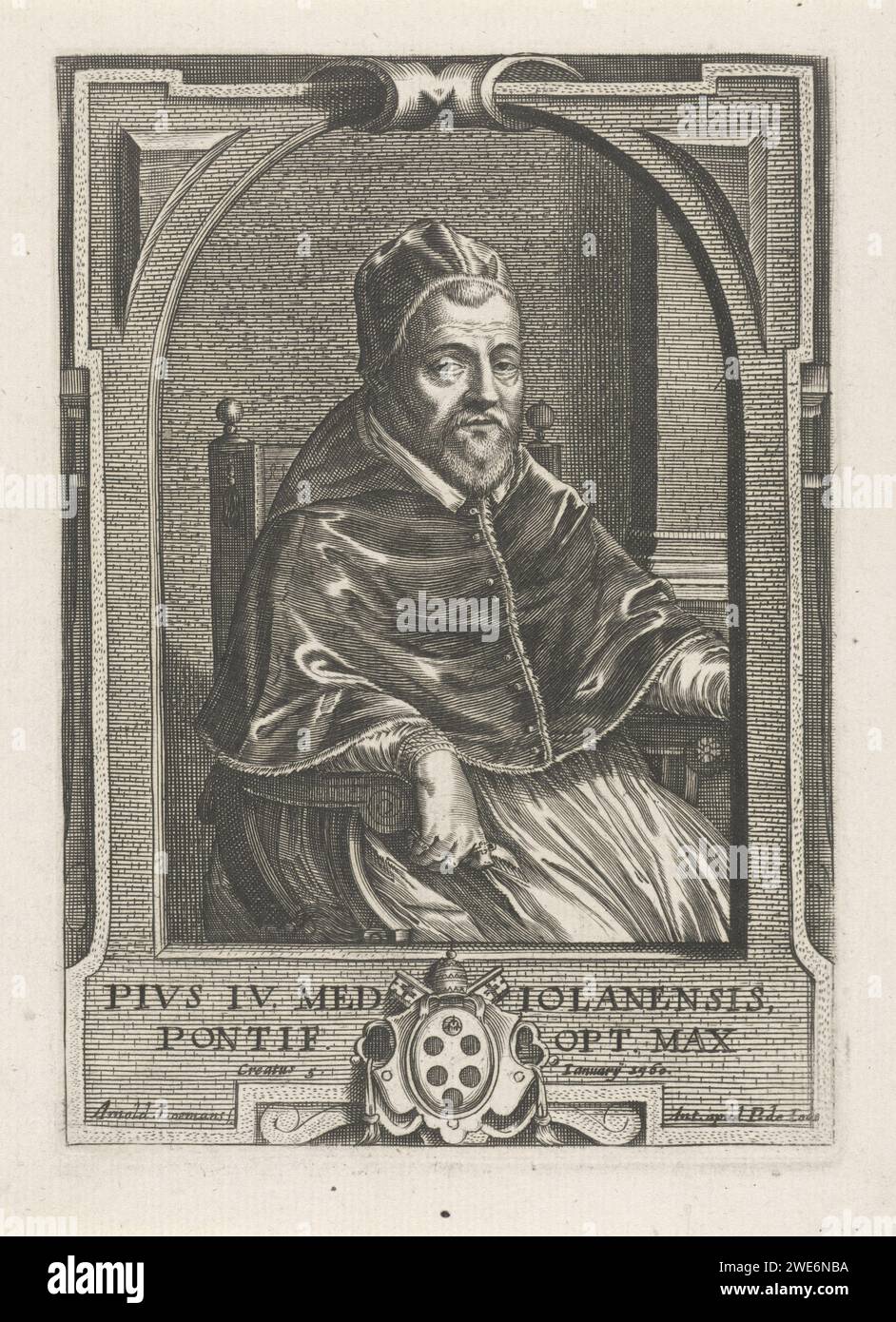 PORRET VAN PAUS PIUS IV, ARNOLD LOEMANS, 1632 - 1670 print Portrait of ...