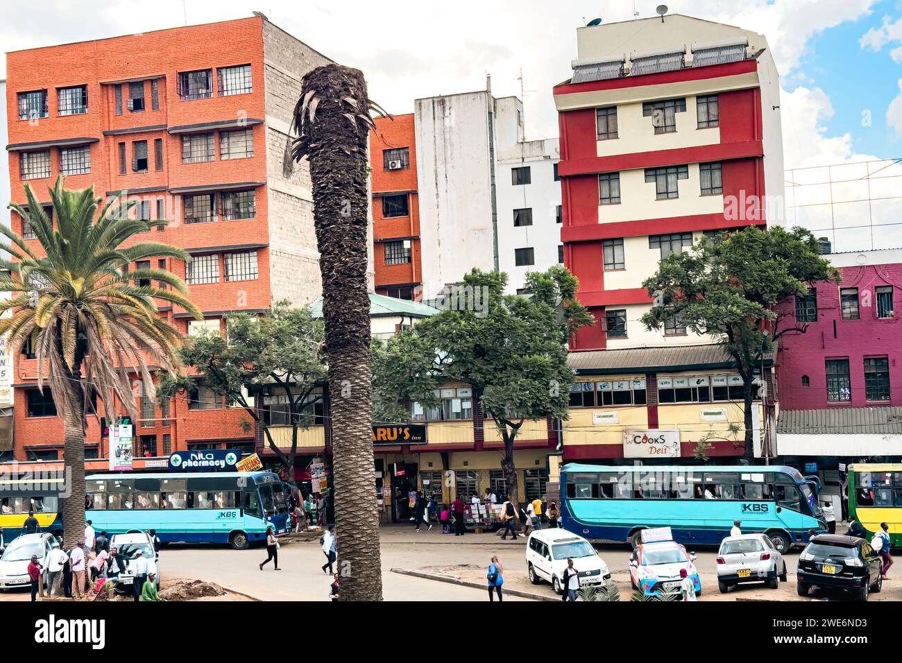 View of Moi Avenue Street in Nairobi City with public vehicles and ...