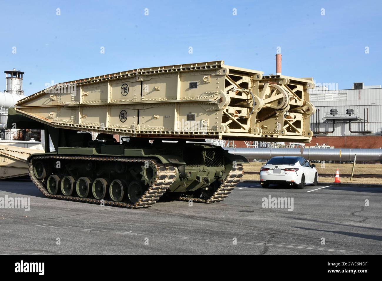 An Armored Vehicle Launched Bridge arrives at Arnold Air Force Base ...